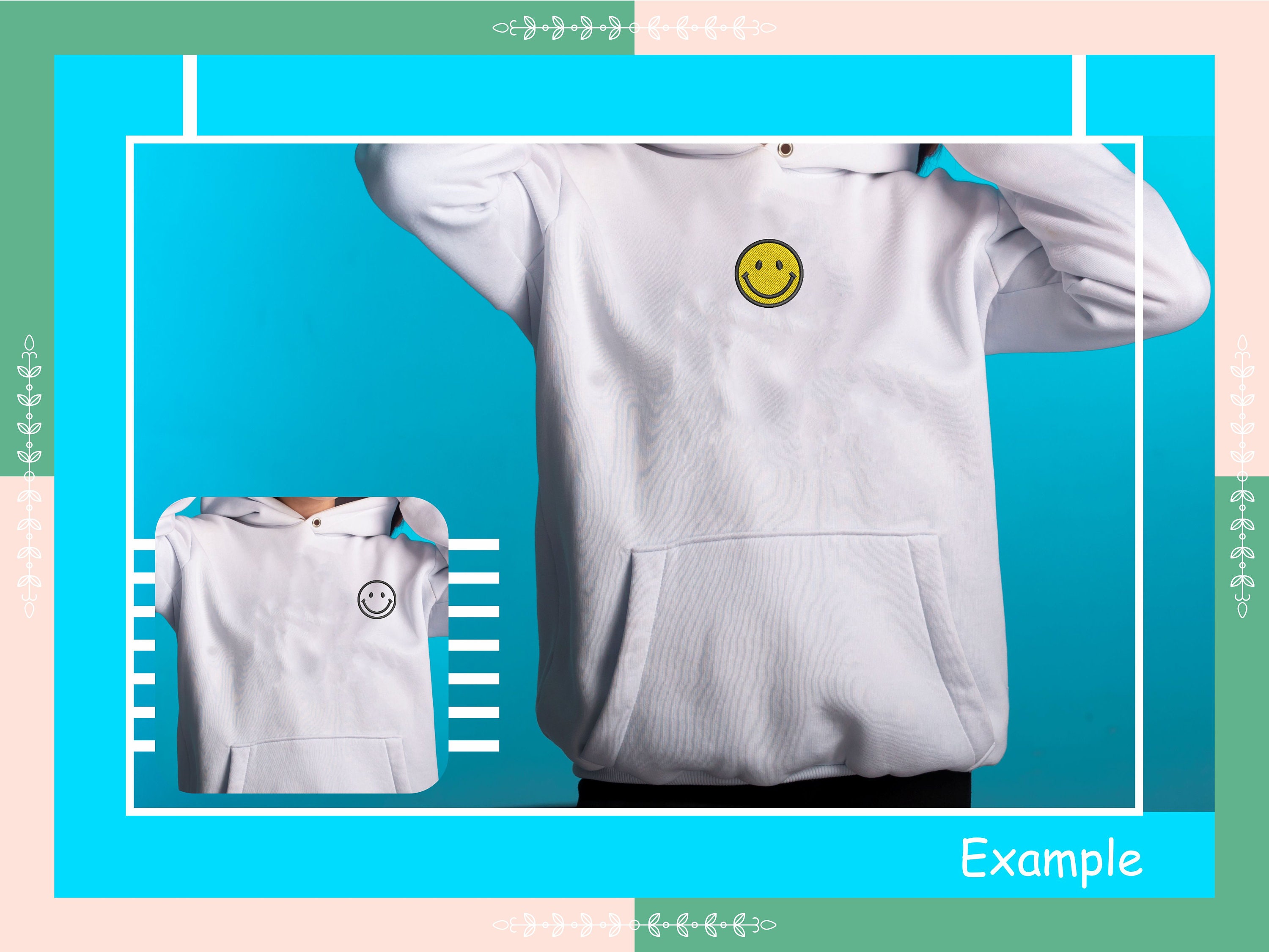 Smiley Face Embroidery Design, Outline Smile Emoji, Happy Face Machine Embroidery Design ...