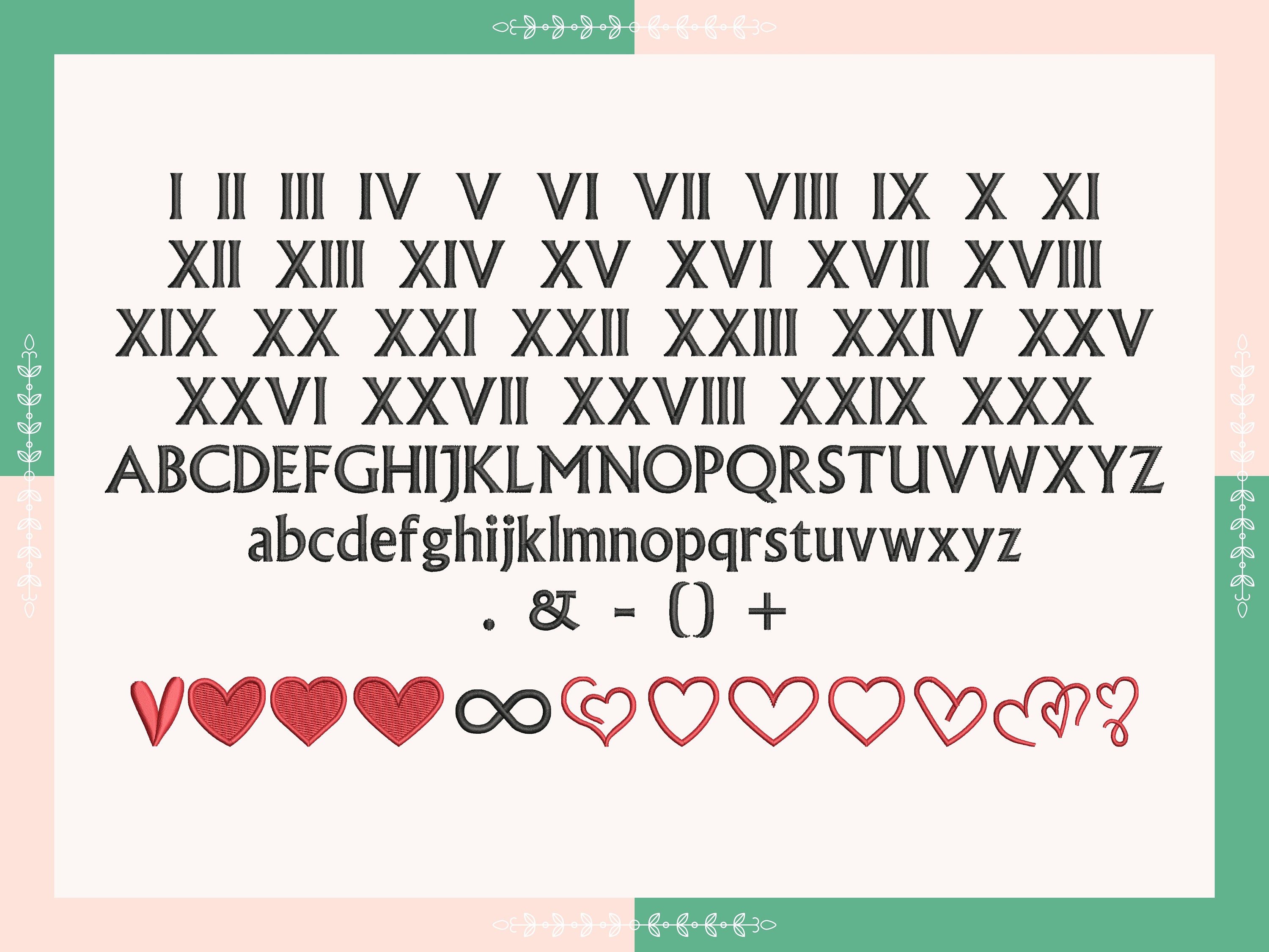 Roman Numerals Embroidery Design Font, Roman Numeric Embroidery Font ...