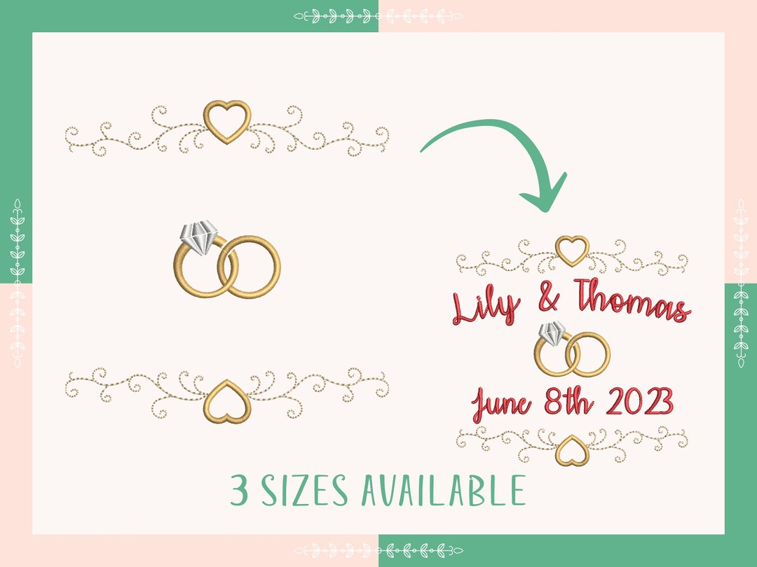 Wedding Ring Embroidery Template, Engagement Machine Embroidery Design ...