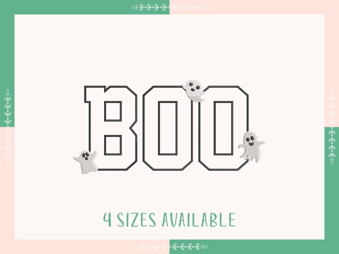Boo Outline Embroidery Pattern, Halloween Ghosts Machine Embroidery ...