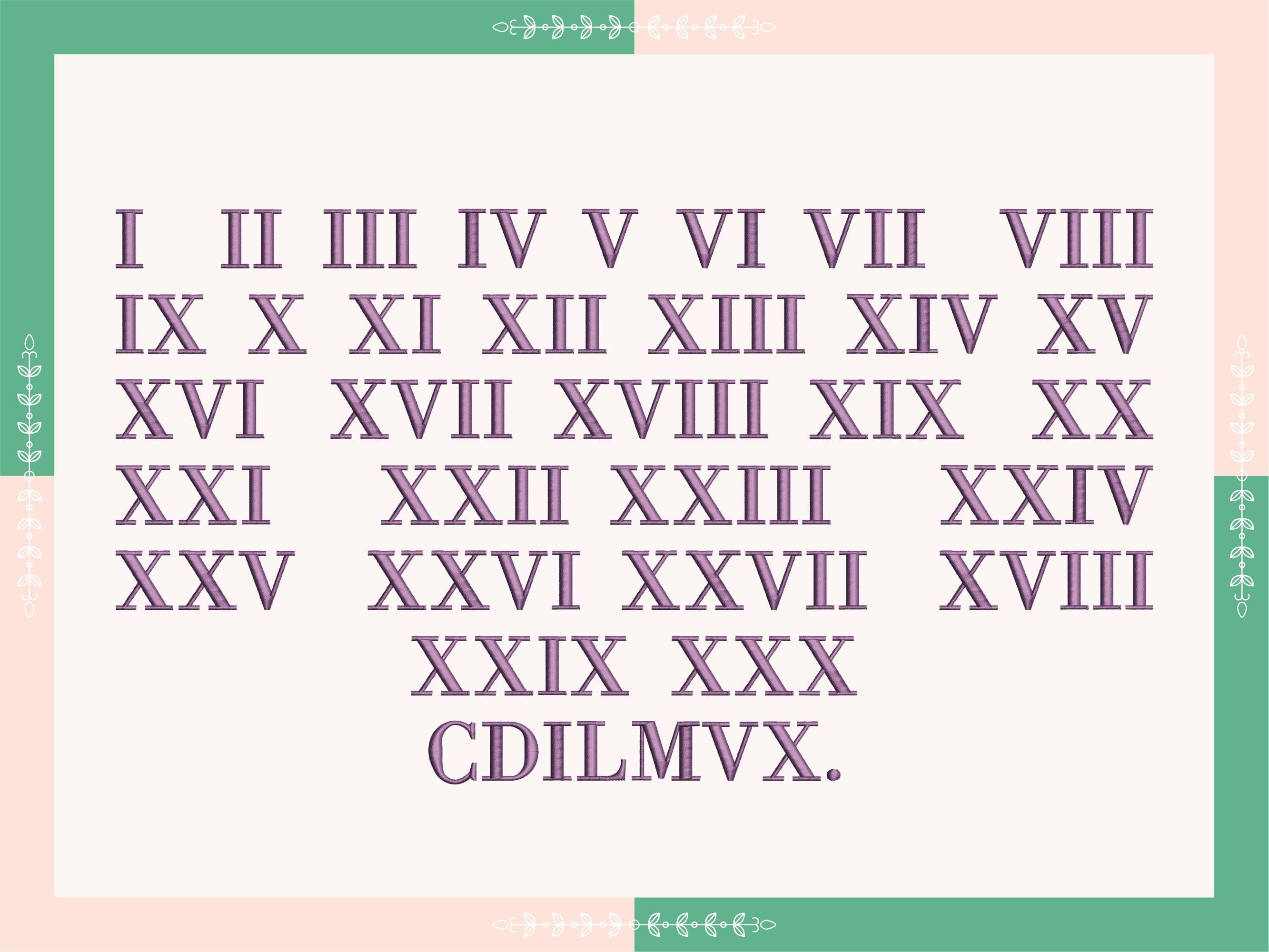 Roman Numerals Embroidery Design, Roman Numeric Embroidery Font ...