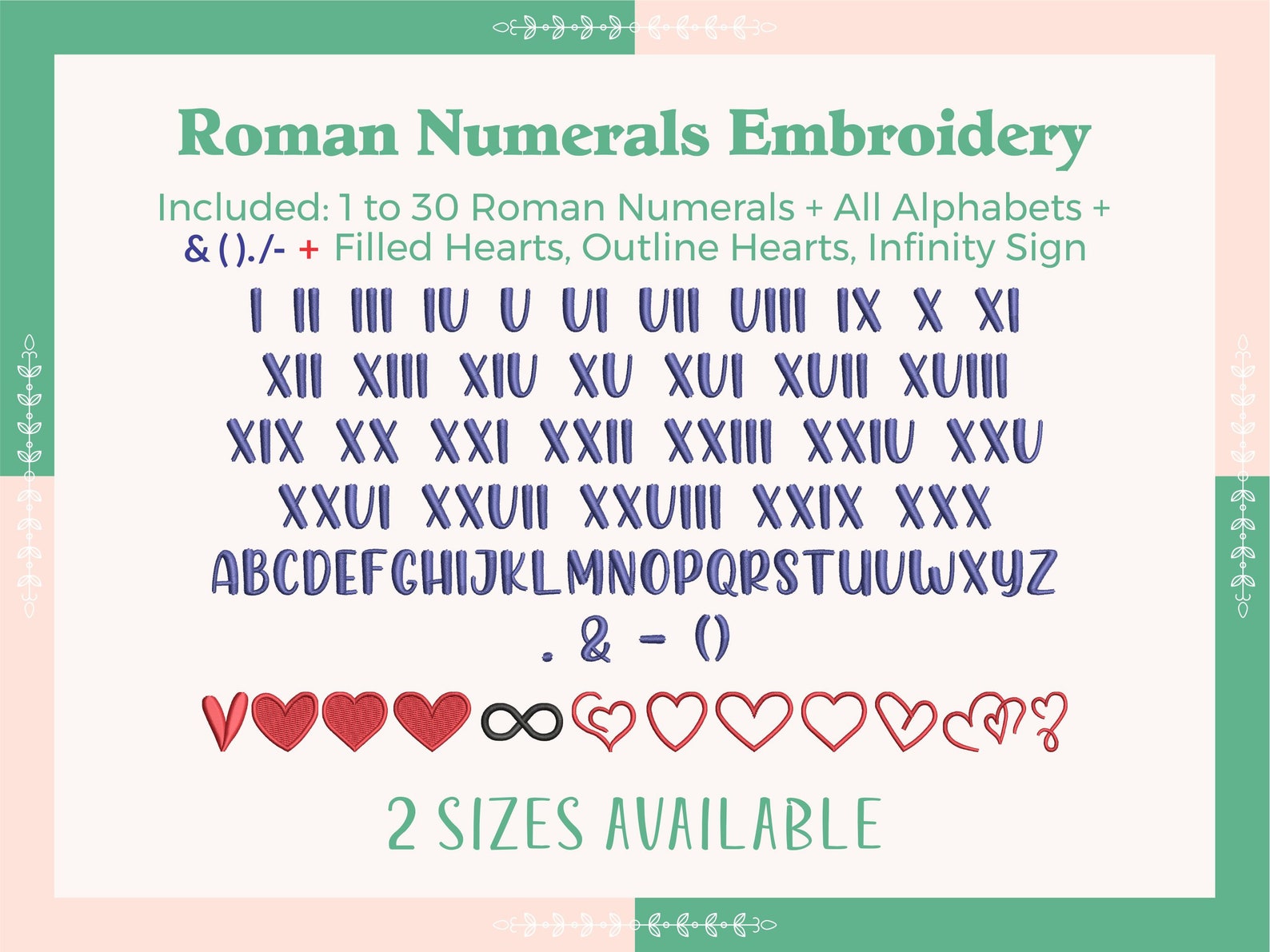 Roman Numerals Embroidery Design Font, Roman Numeric Embroidery Font ...