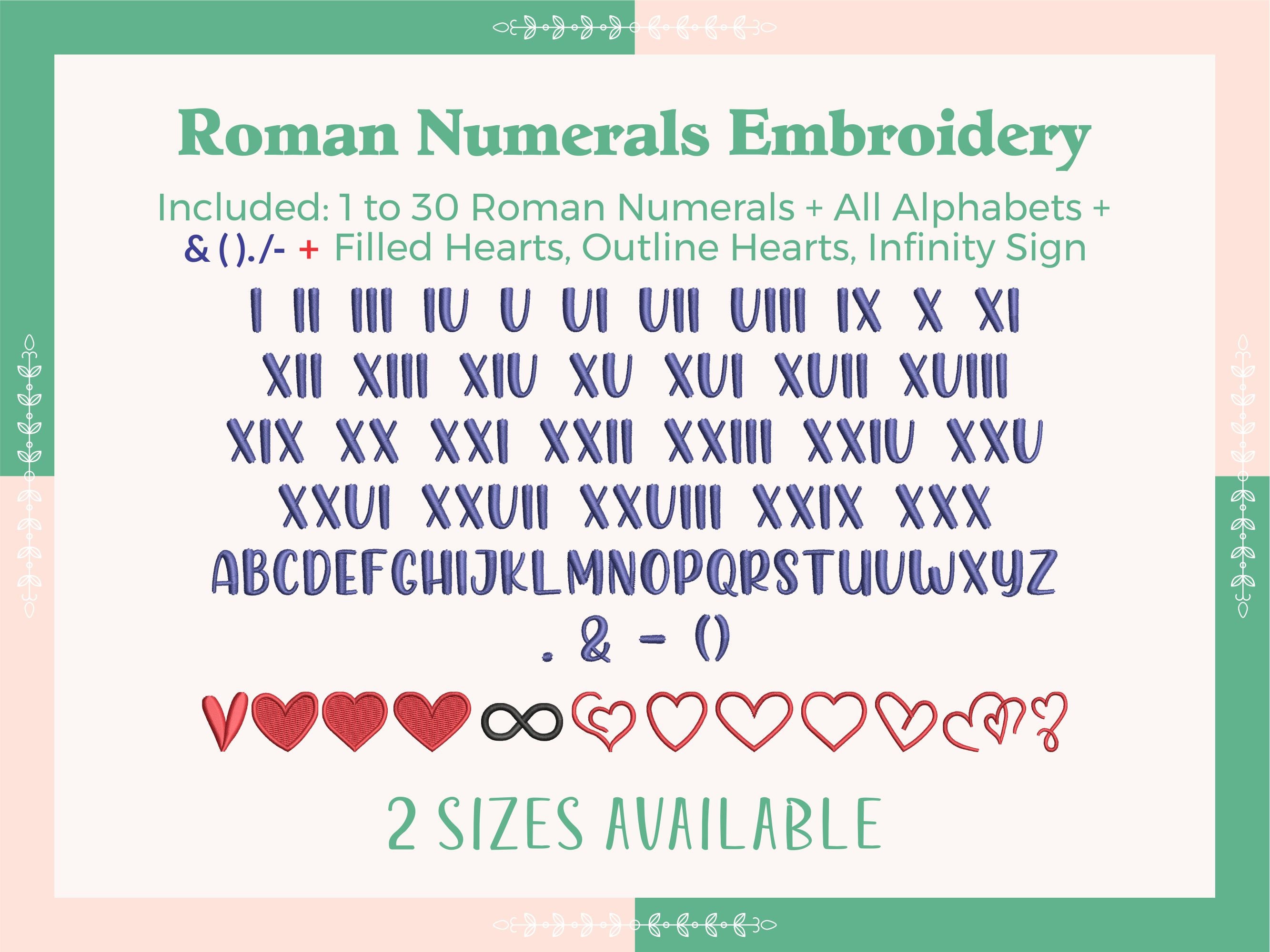 Roman Numerals Embroidery Design Font, Roman Numeric Embroidery Font ...
