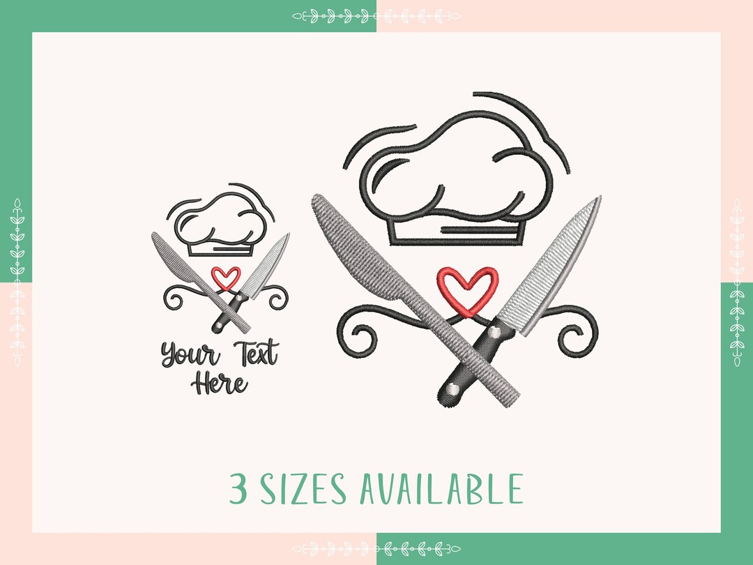 Kitchen Chef Embroidery Design, Cooking Pattern, Kitchen Embroidery ...