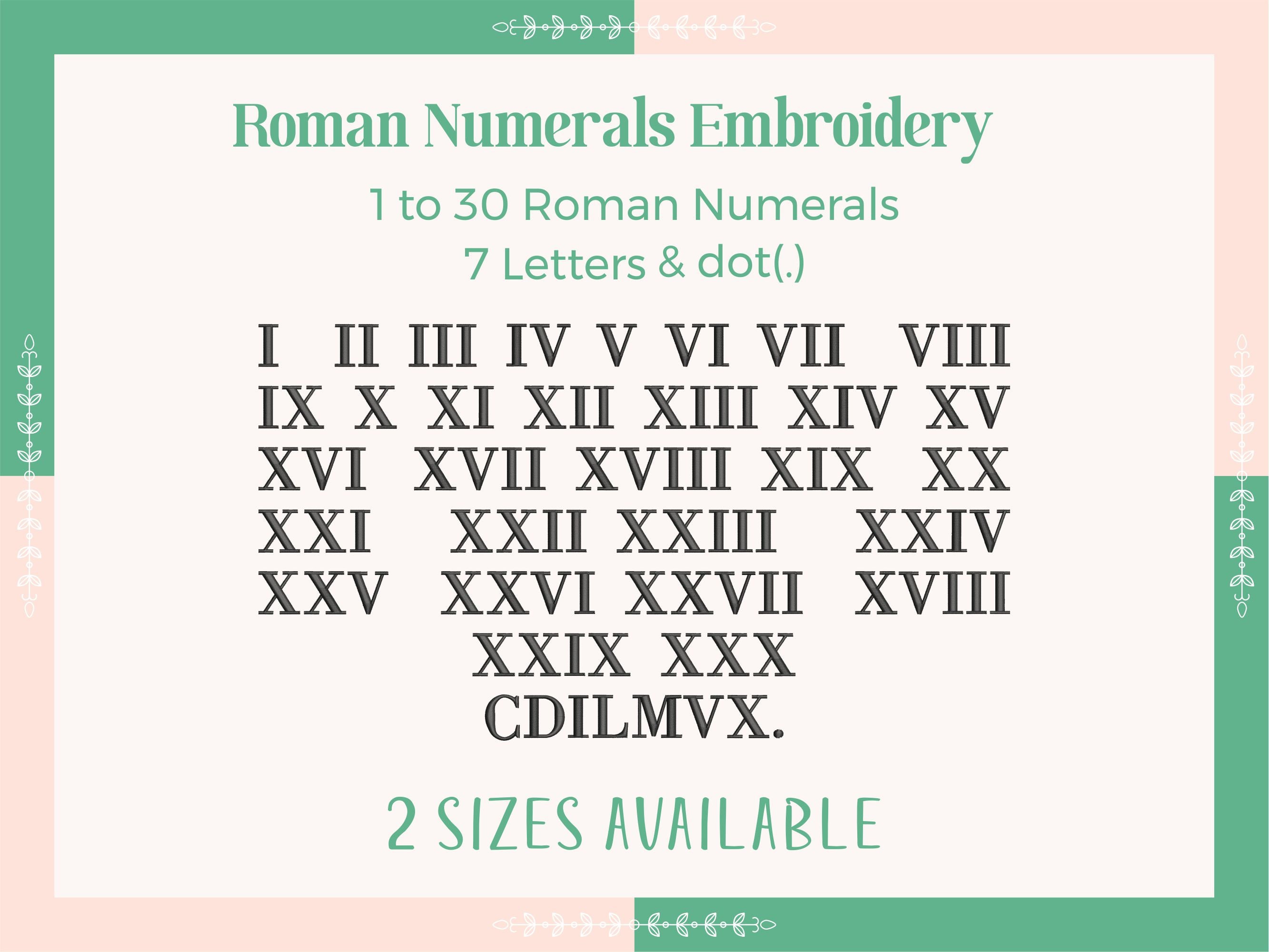 Roman Numerals Embroidery Design, Roman Numeric Embroidery Font ...