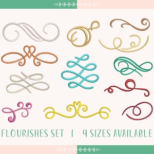 Flourishes Accents Set Embroidery Design, Curly Swirly Accents Set ...