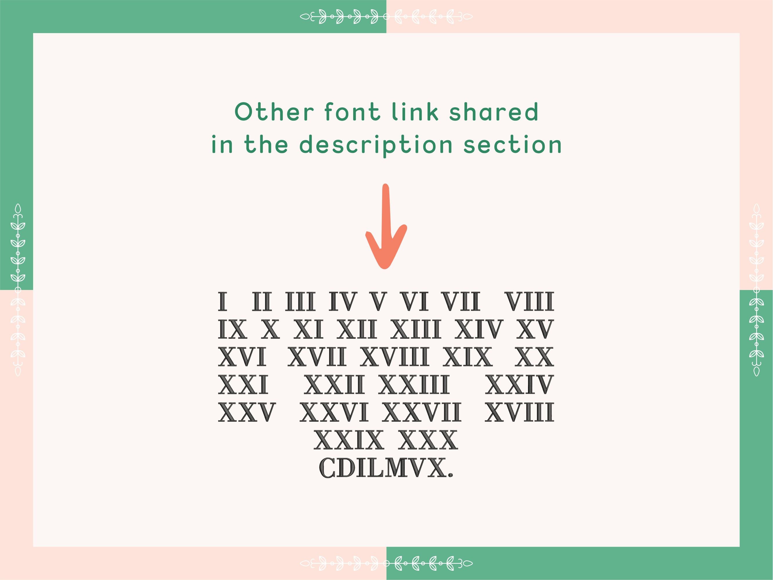 Roman Numerals Embroidery Design, Roman Numeric Embroidery Font ...