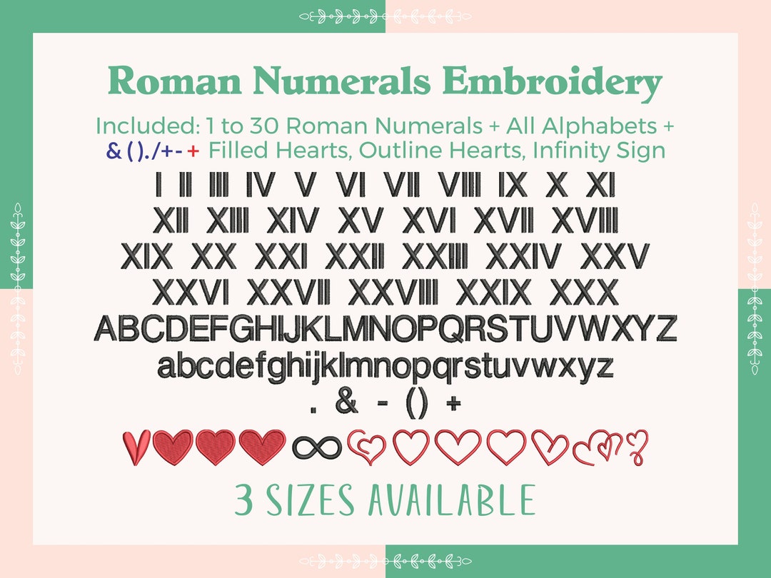Roman Numerals Embroidery Design Font, Roman Numeric Embroidery Font ...