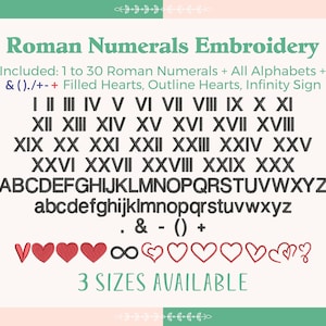 Roman Numerals Embroidery Design Font, Roman Numeric Embroidery Font ...
