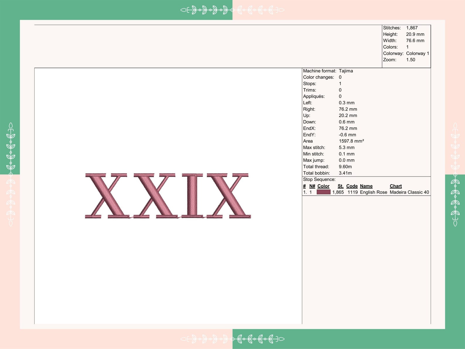 Roman Numerals Embroidery Design, Roman Numeric Embroidery Font ...