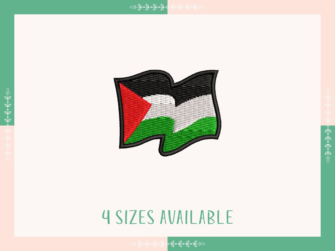Palestine Wavy Flag Embroidery Design, Free Palestine Embroidery Design ...