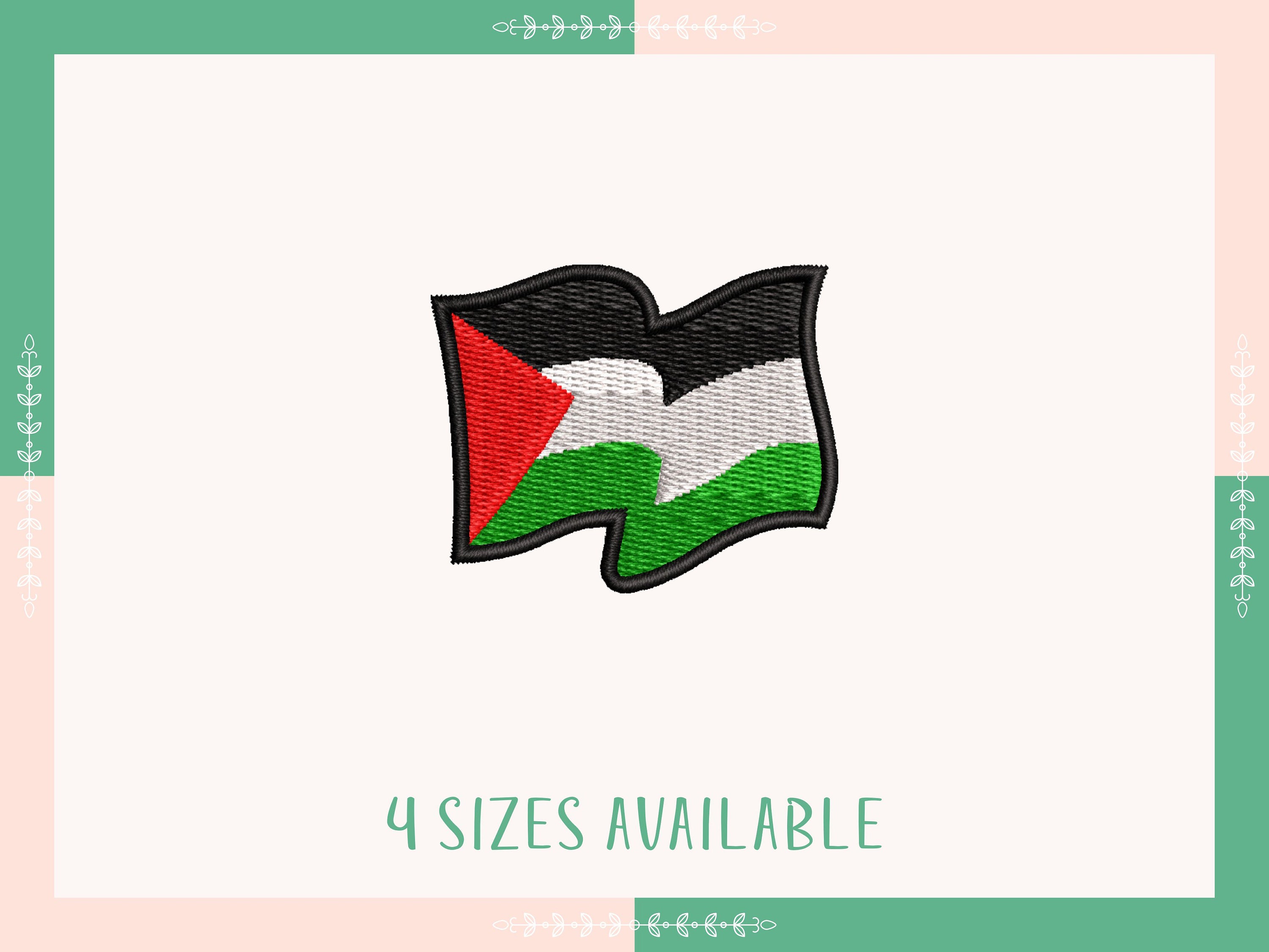 Palestine Wavy Flag Embroidery Design Free Palestine - Etsy