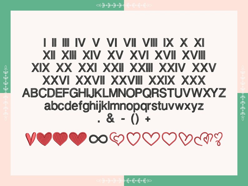 Roman Numerals Embroidery Design Font, Roman Numeric Embroidery Font ...