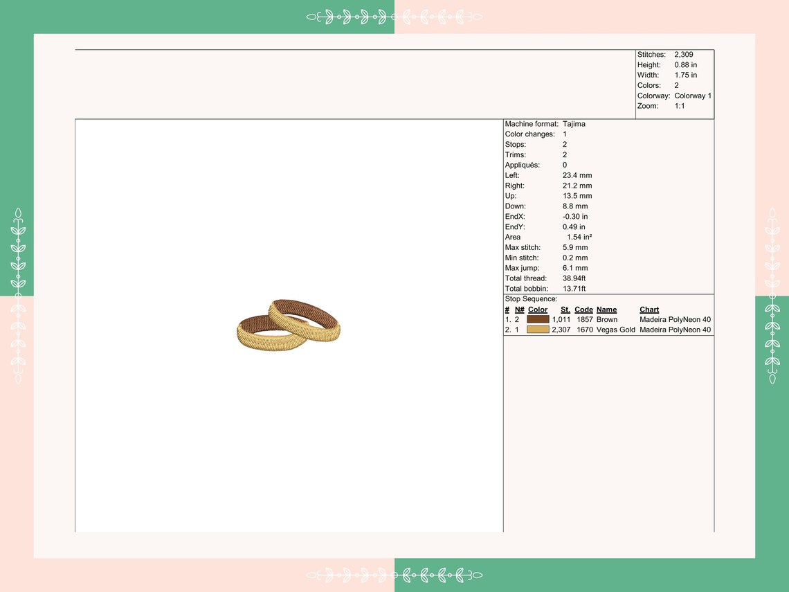 Mini Wedding Ring Embroidery Design, Bridal Embroidery, Romantic ...