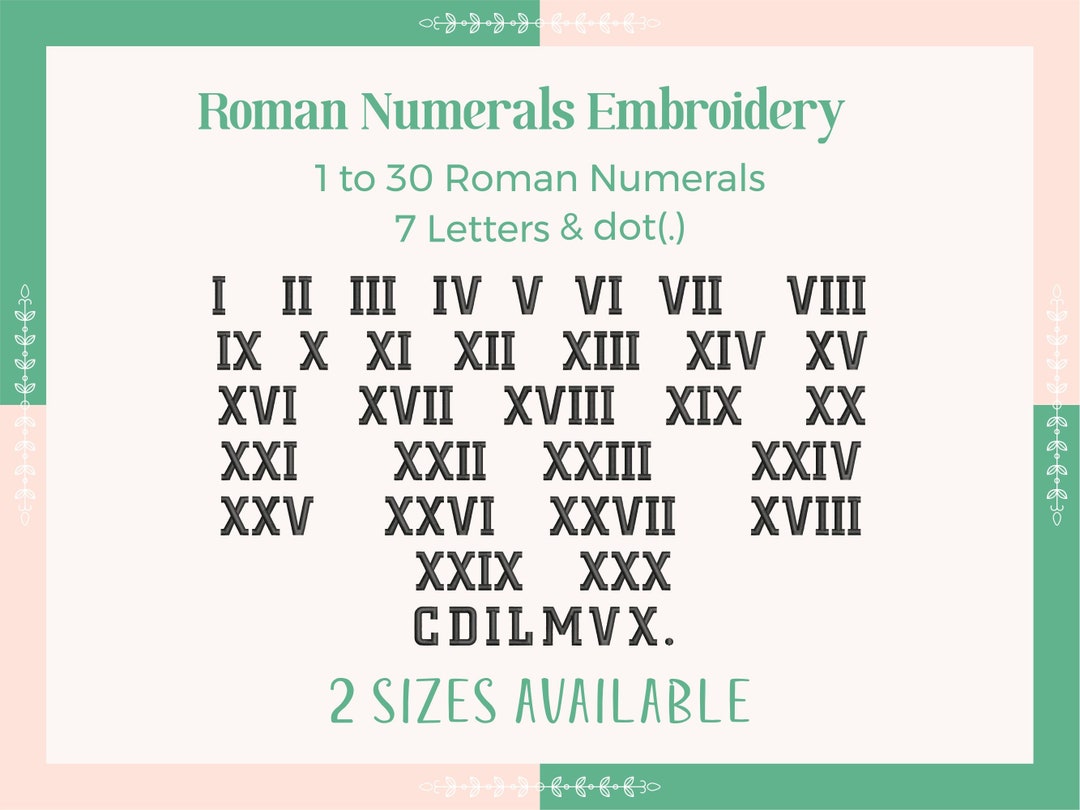 Roman Numerals Embroidery Design, Roman Numeric Embroidery Font ...