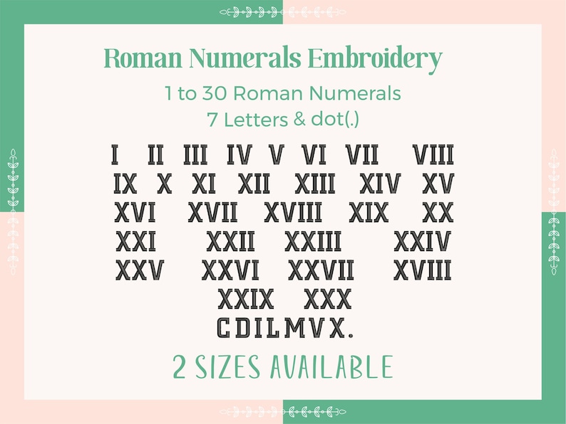 Roman Numerals Embroidery Design, Roman Numeric Embroidery Font ...
