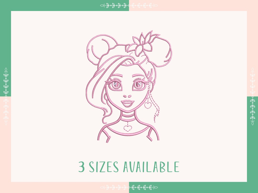 Princess Girl Embroidery Design, Cute Girl Machine Embroidery, Girls ...