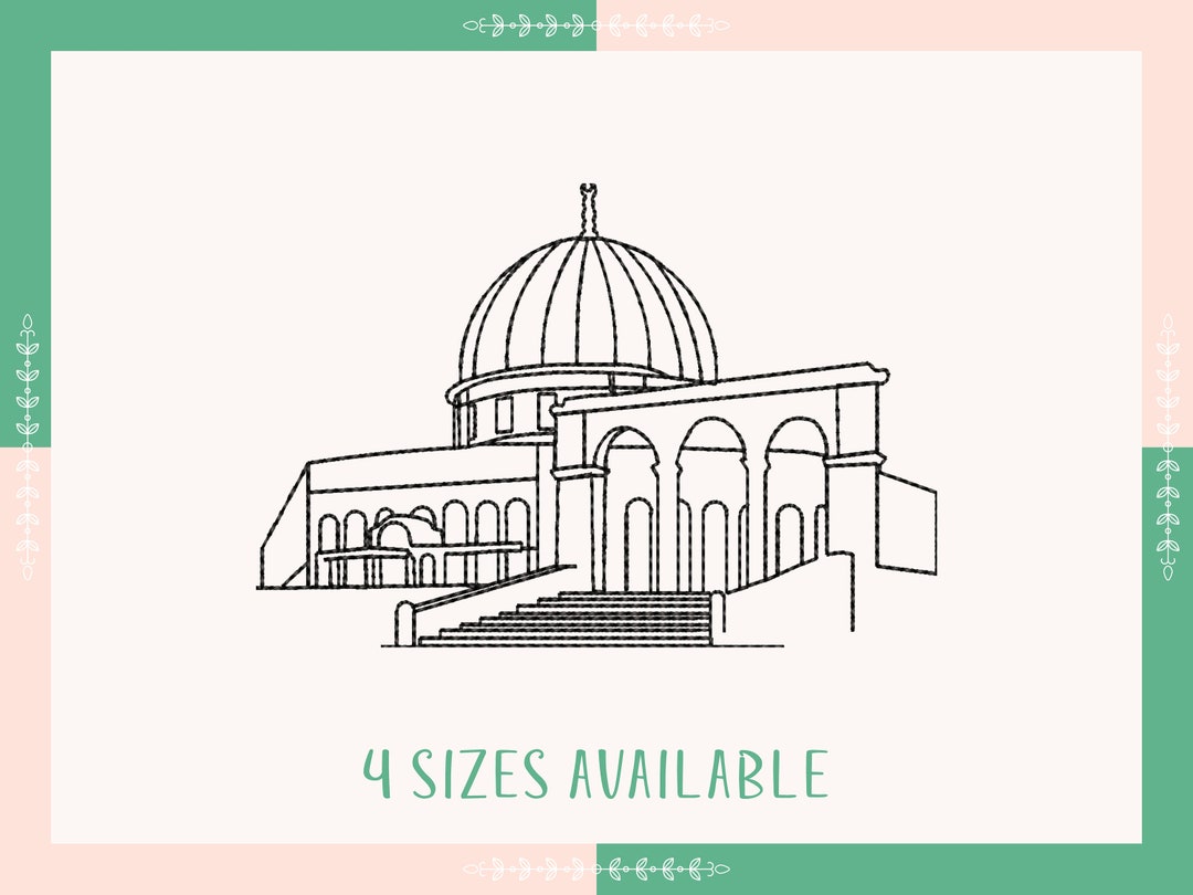 Al Aqsa Mosque Embroidery Design, Outline Mosque Embroidery Design ...