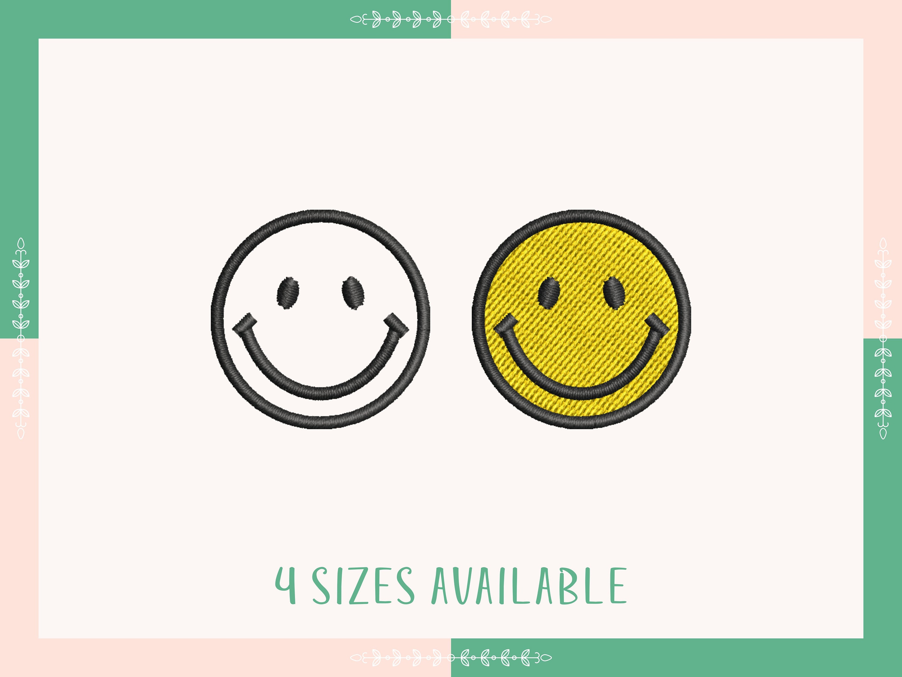 Smiley Face Embroidery Design, Outline Smile Emoji, Happy Face Machine Embroidery Design ...