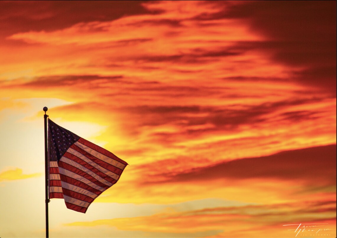 Sheet Metal Print-sunset Flag - Etsy