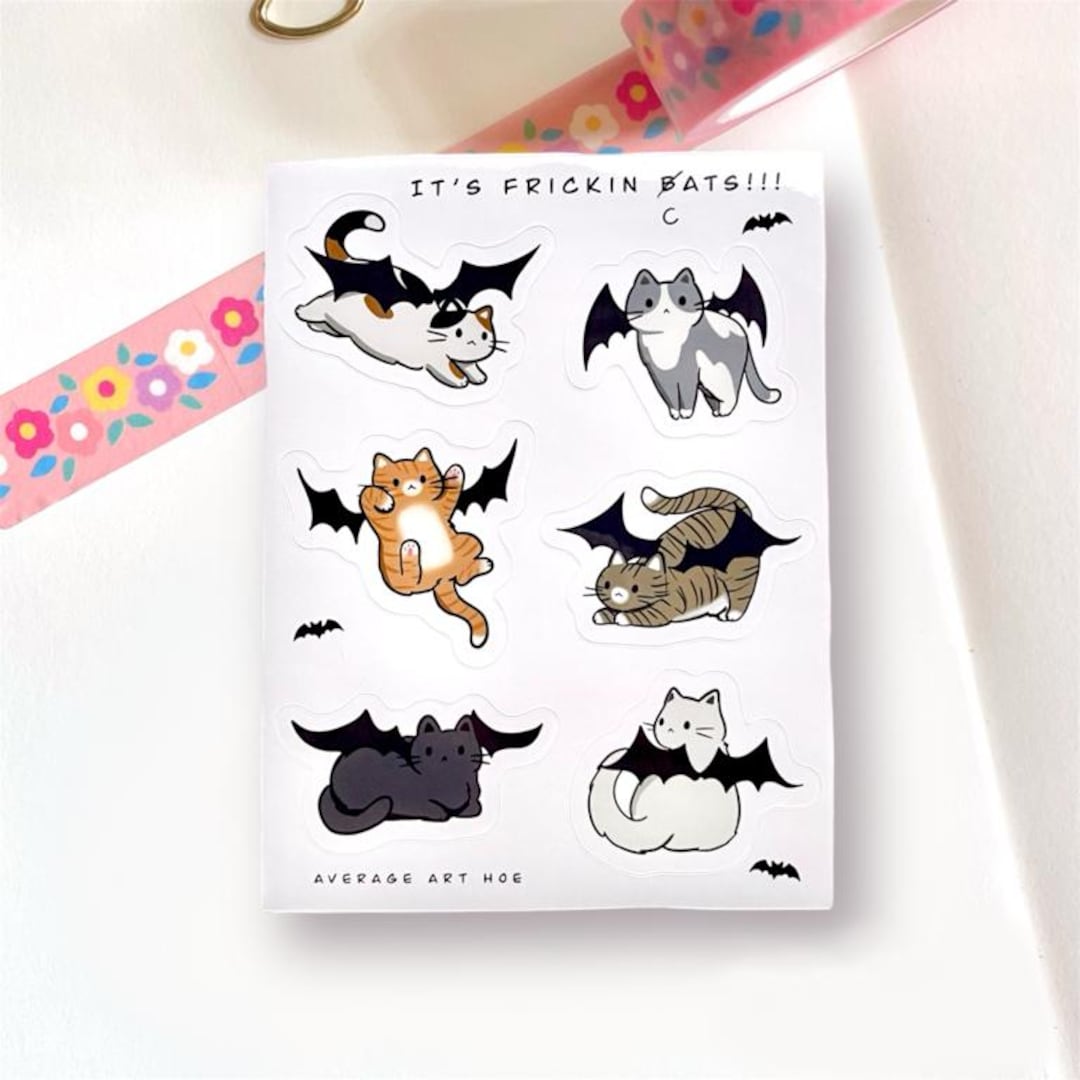 Bat Cats Glossy Vinyl Sticker Sheet - Etsy