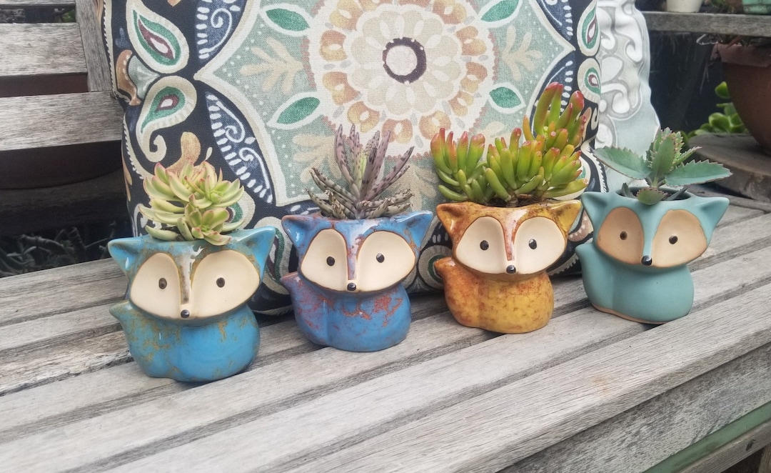 Fox Planter With Live Succulent Plant - Etsy