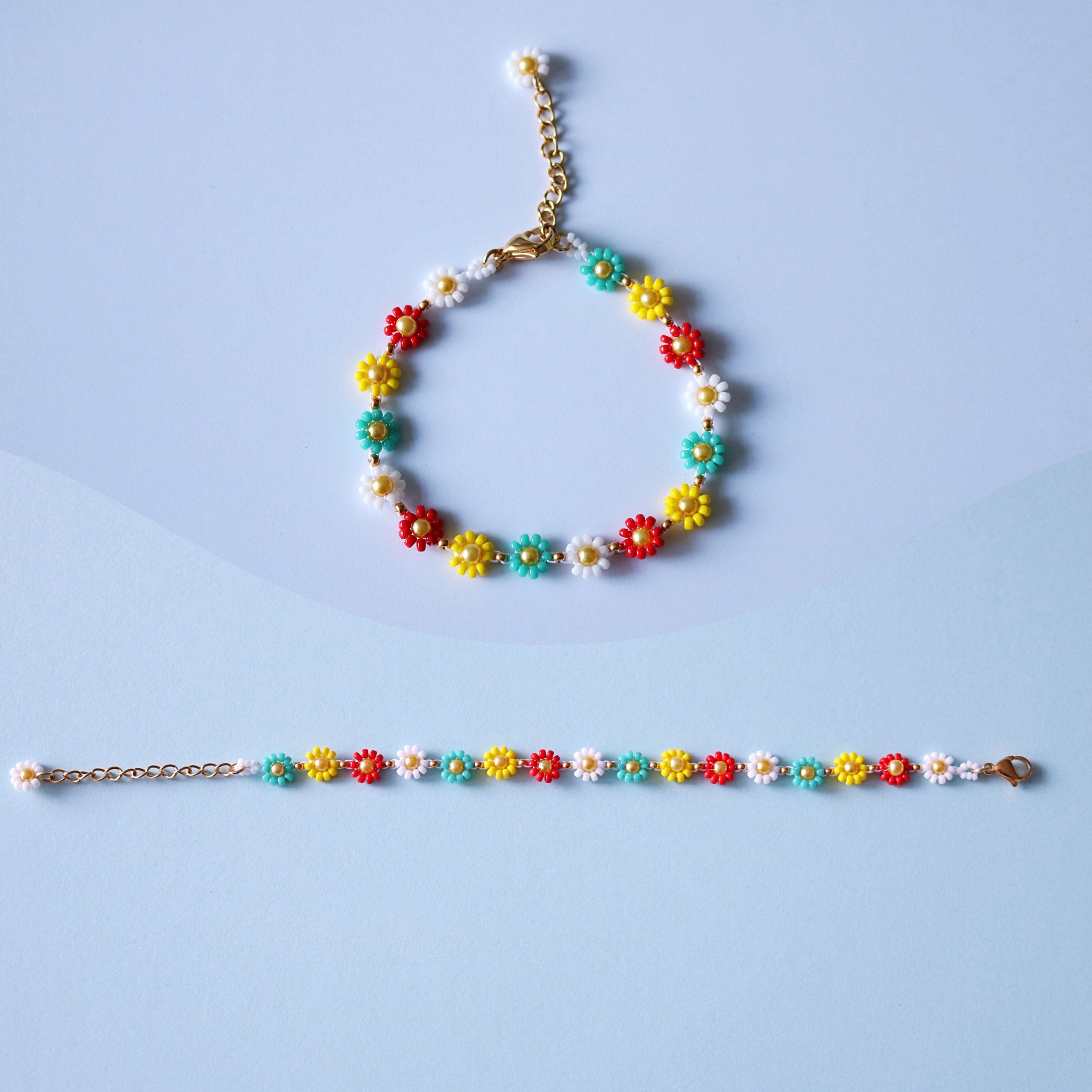 Beaded Daisy Bracelet - Daisy Flower Bracelet - Friendship Bracelet - Etsy