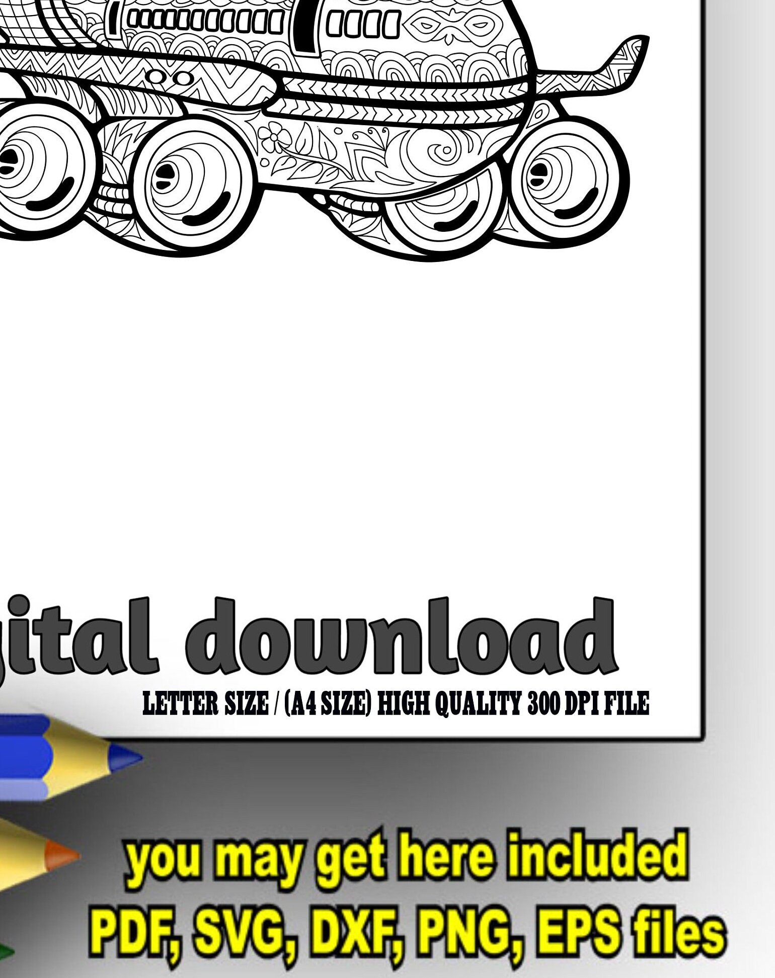 Aeroplane Pdf Coloring Page for Kids, Colored and Colorable Digital ...
