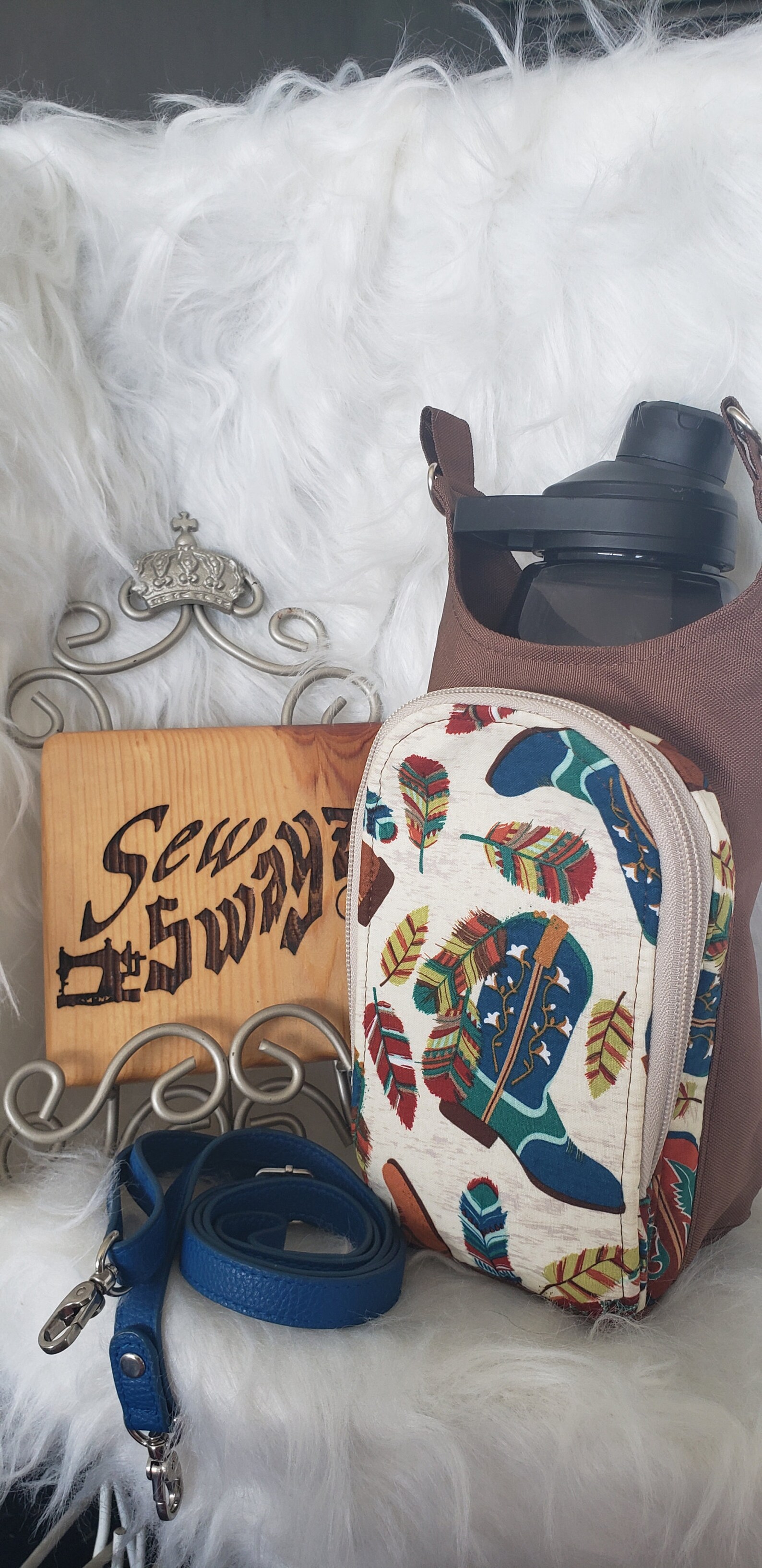 Cowboy Boot Cup Carrier: Handmade Water Bottle Crossbody Bag - Etsy