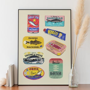 Canned Fish Illustration, Food Poster, Retro Art, Food Illustration ...