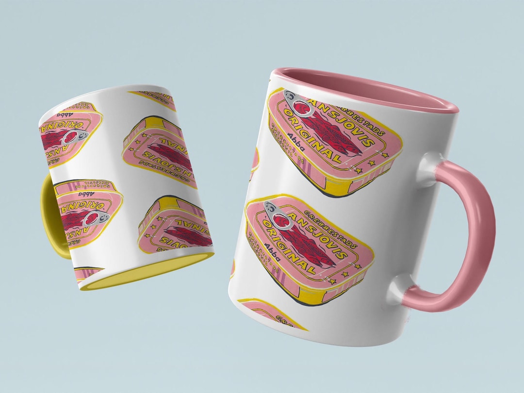 Abba Ansjovis Mug With Color Inside, Tins Art, Packaging Illustration ...