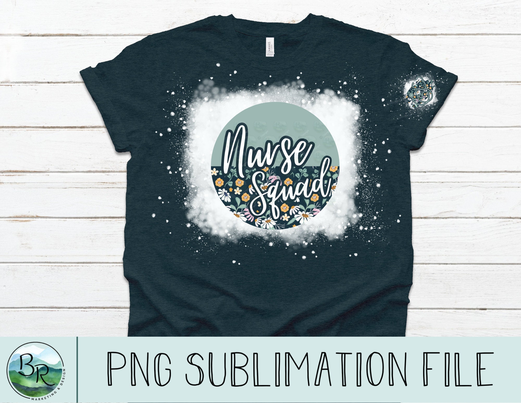 Nurse Teal Floral Print | 5 FILES | PNG | Digital Download Sublimation ...