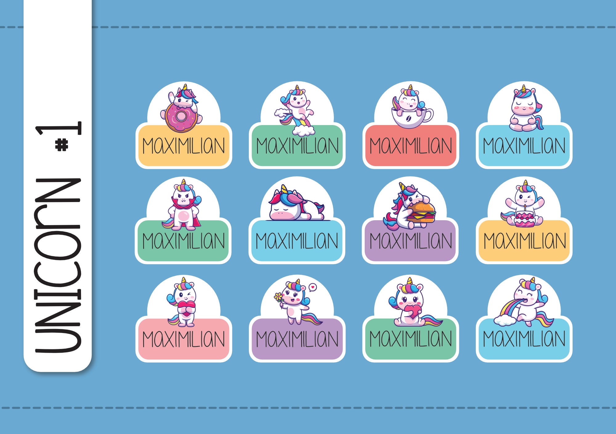 Cute Labels Daycare Labels Cute Labels Cute Kids Name Labels Unicorn 1 ...