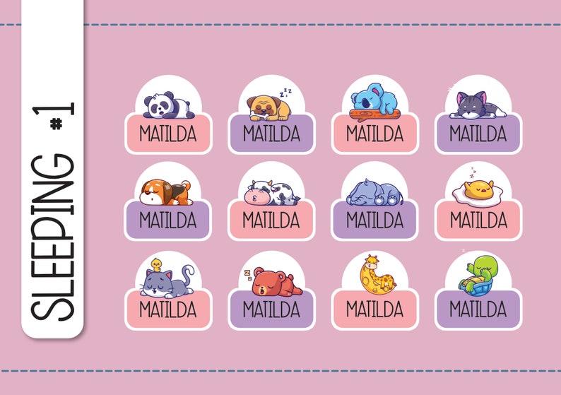 Cute Labels Daycare Labels Cute Labels Cute Kids Name Labels Sleeping 1 ...