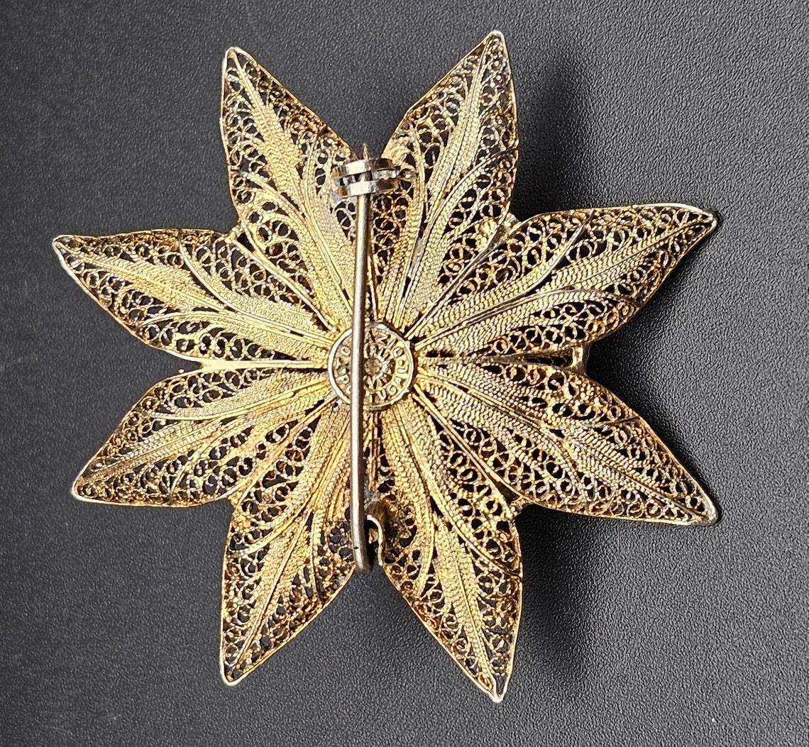 Vintage Topazio Portugal Sterling Silver Filigree Brooch - Etsy