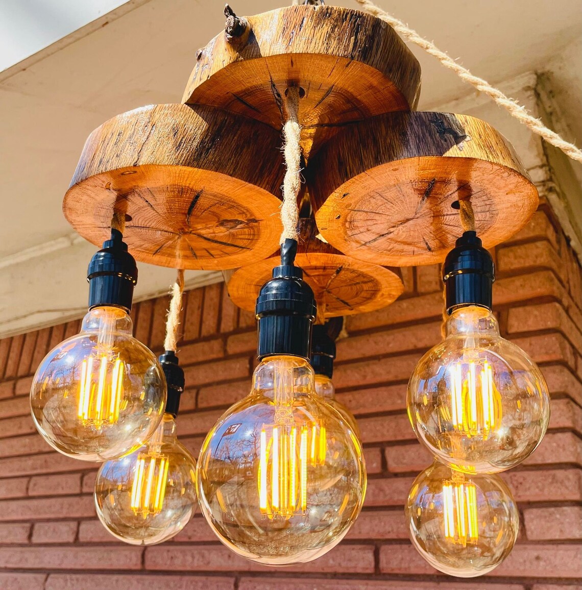 Oak Log Light Fixture - Etsy