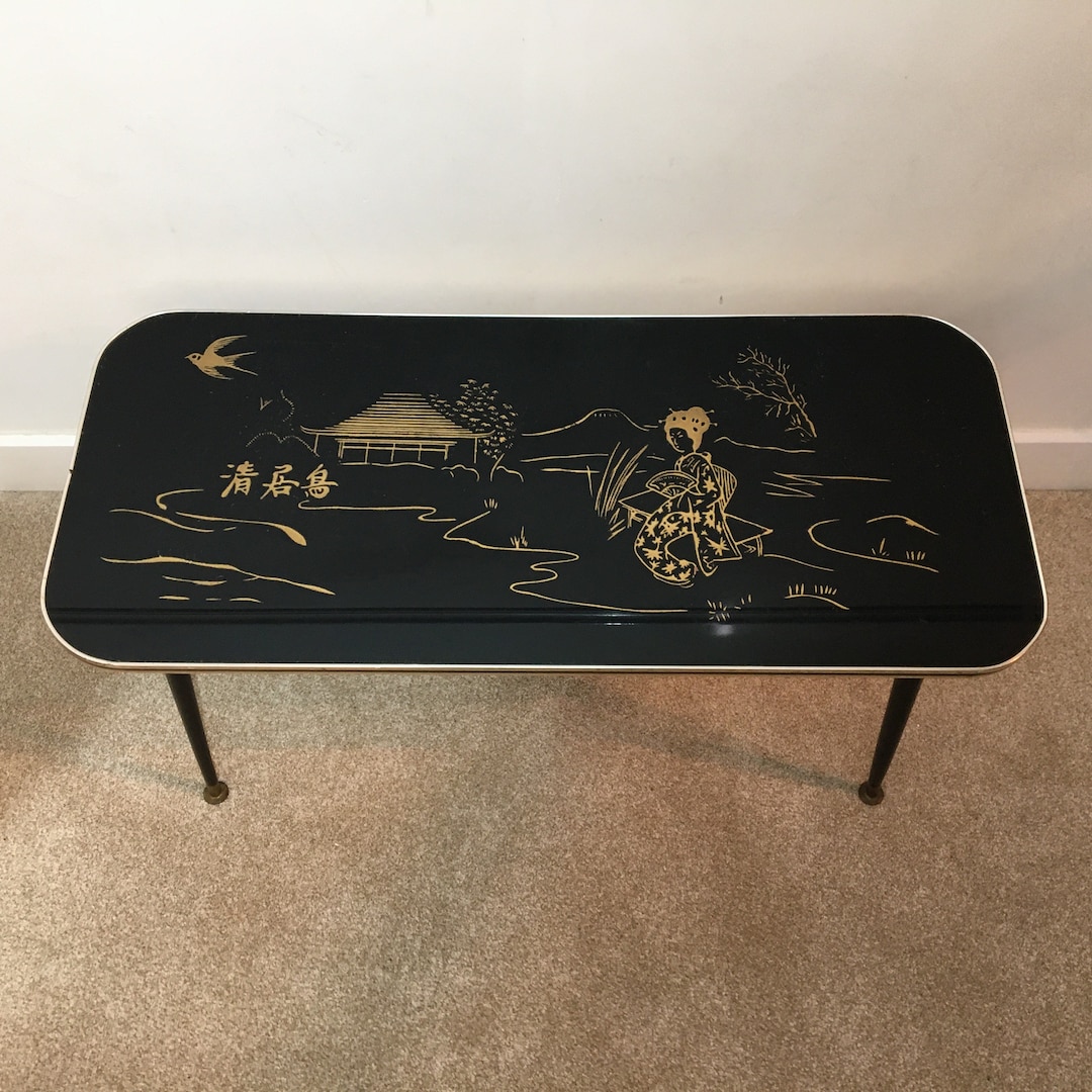 Oriental Design 1960s Glass Top Formica Coffee Table - Etsy