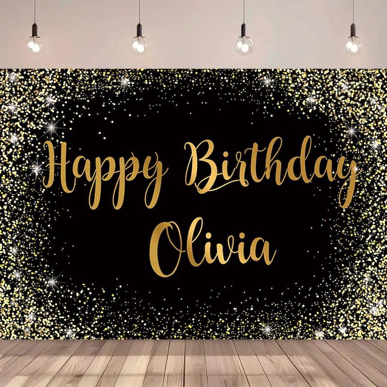 Golden Letter Happy Birthday Party Custom Background,custom Birthday Party Tapestry,tapestries ...