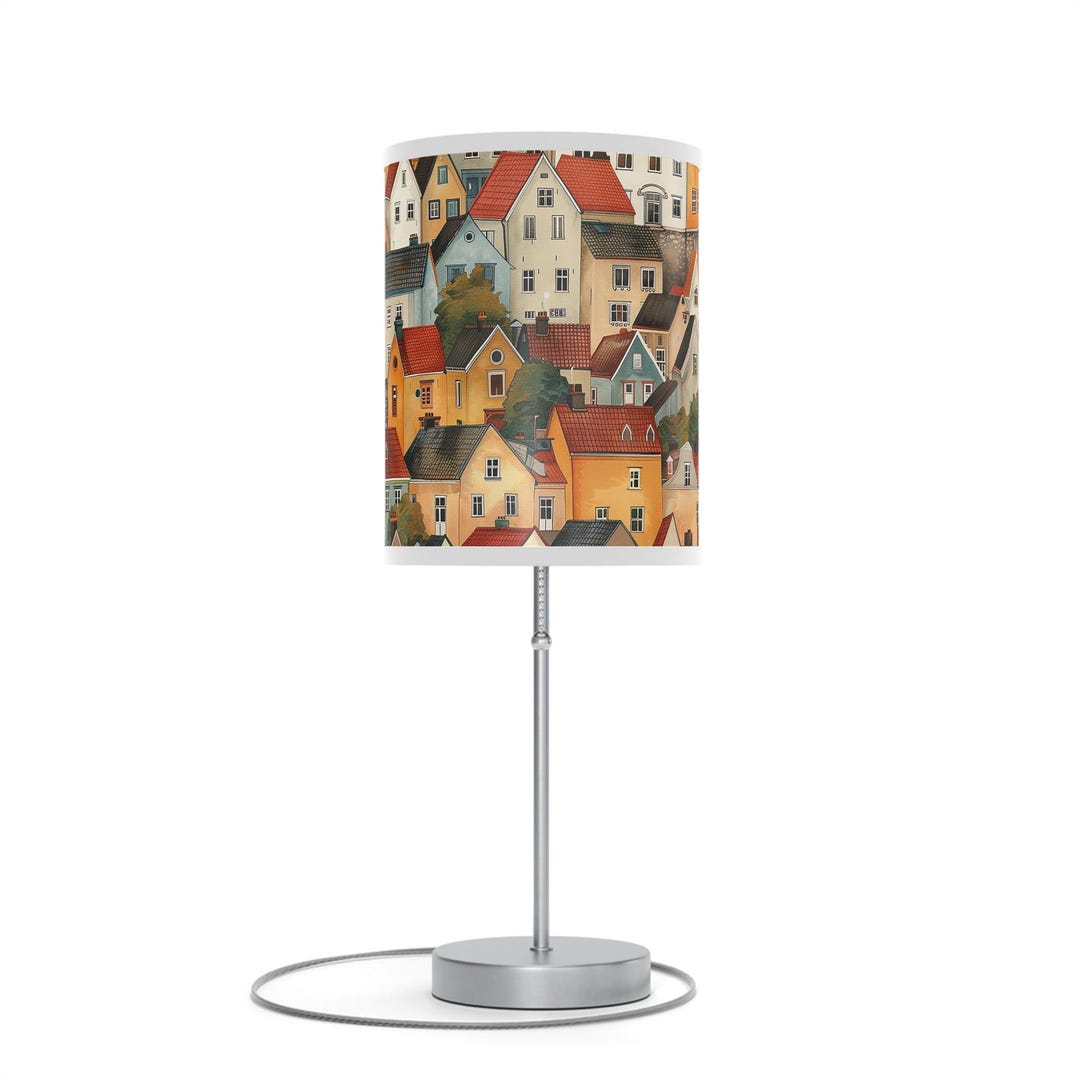 Scandinavian House Pattern Table Lamp: Cozy Home Decor Lighting - Etsy