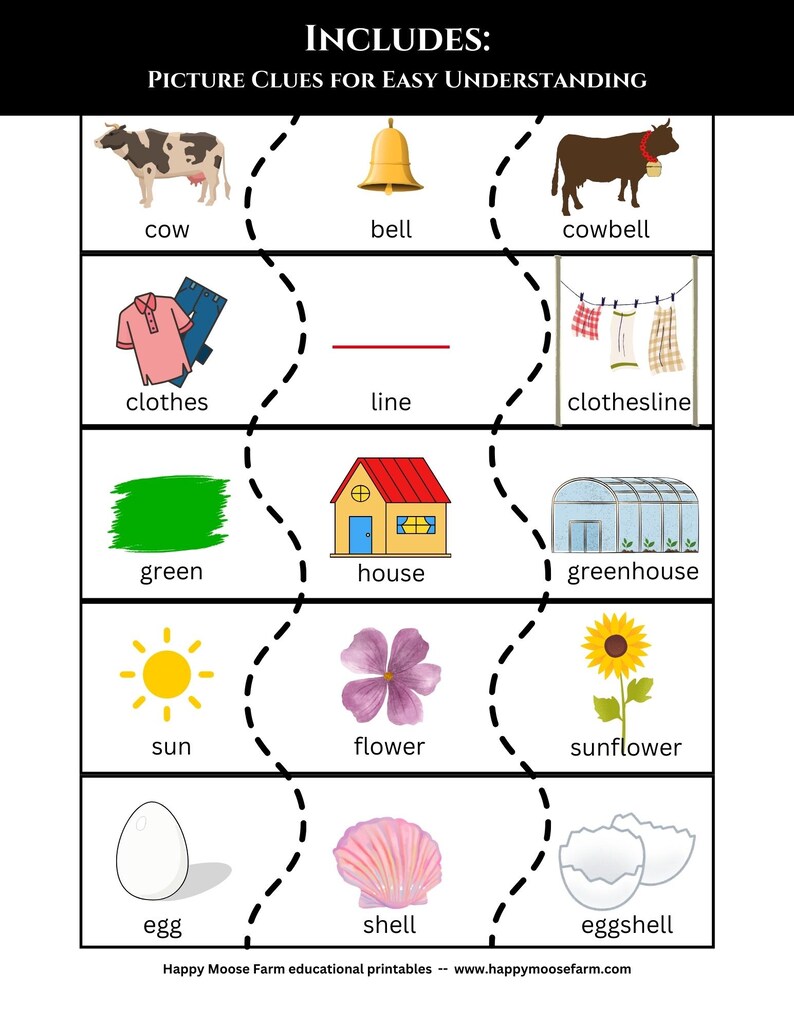Farm Themed Compound Words Worksheet and 15 Word Puzzles Bundle for ...