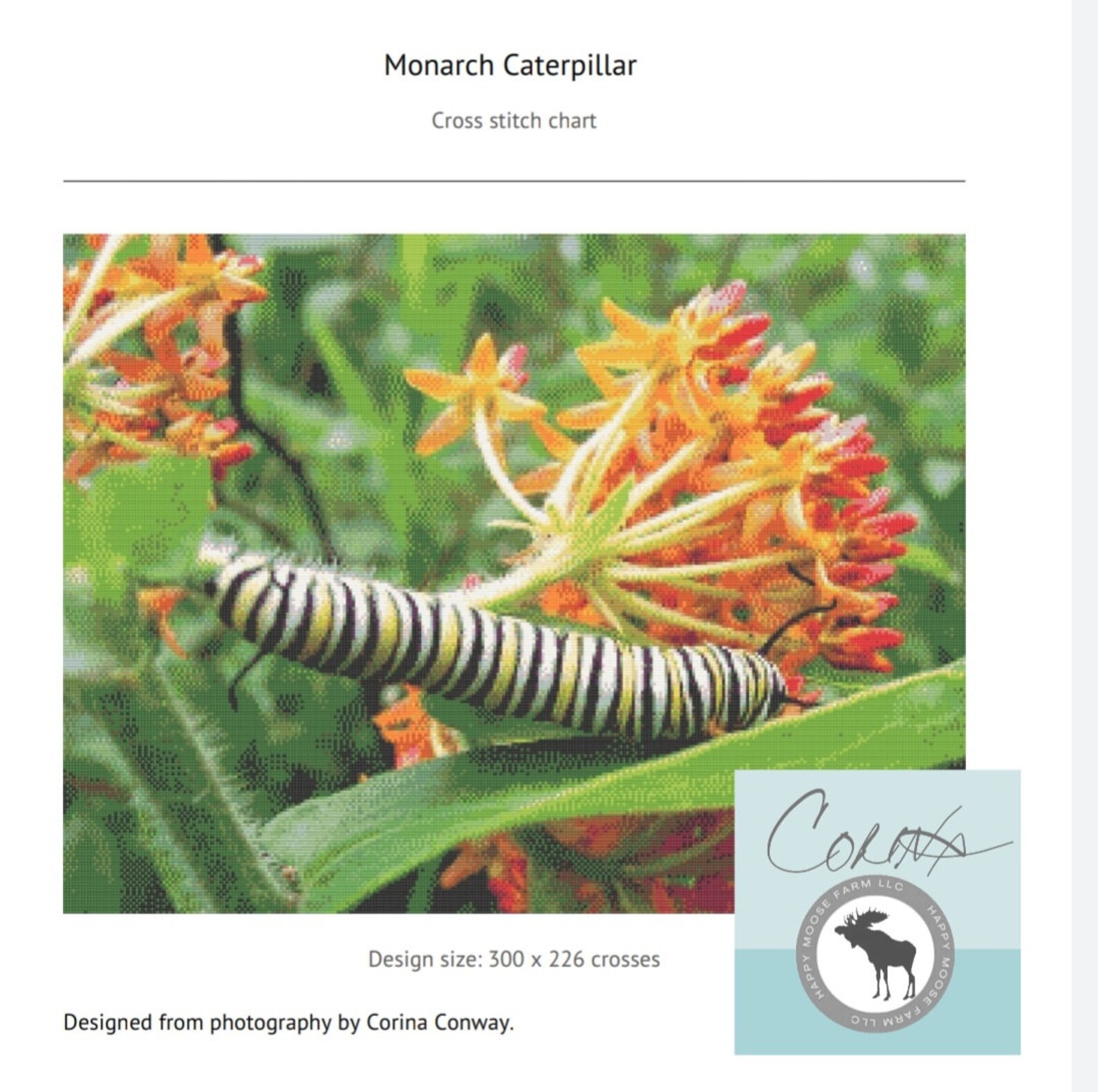 Monarch Caterpillar Cross-stitch Pattern - Etsy