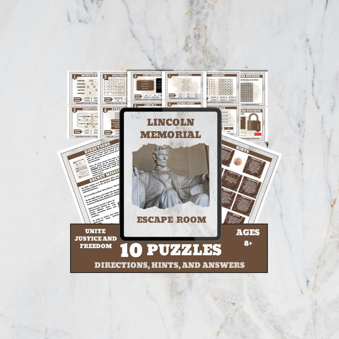 Lincoln Memorial Escape Room: American History Puzzles (printable PDF ...