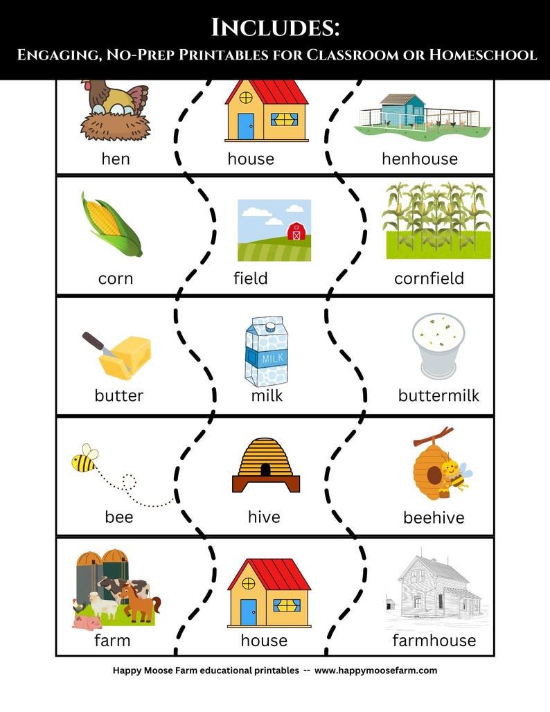 Farm Themed Compound Words Worksheet and 15 Word Puzzles Bundle for ...