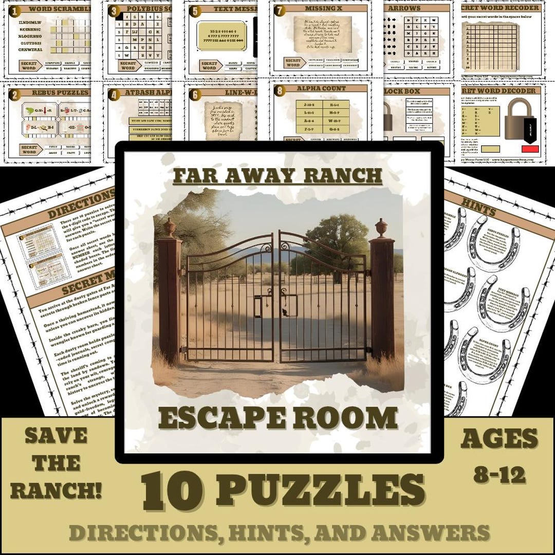 Printable Escape Room for Kids: Western Ranch Adventure (instant ...