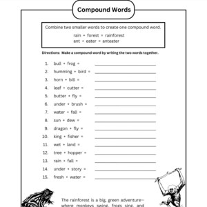Rainforest Compound Words Worksheet: K-2 Literacy Puzzles (digital ...