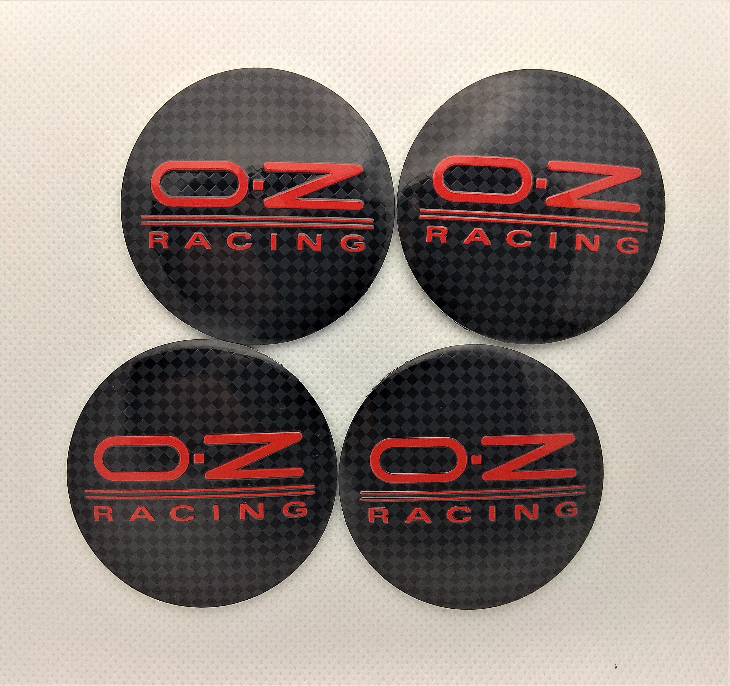 4pcs X 56mm 2.20inch OZ Racing Wheel Centre Caps Stickers BLACK / RED ...