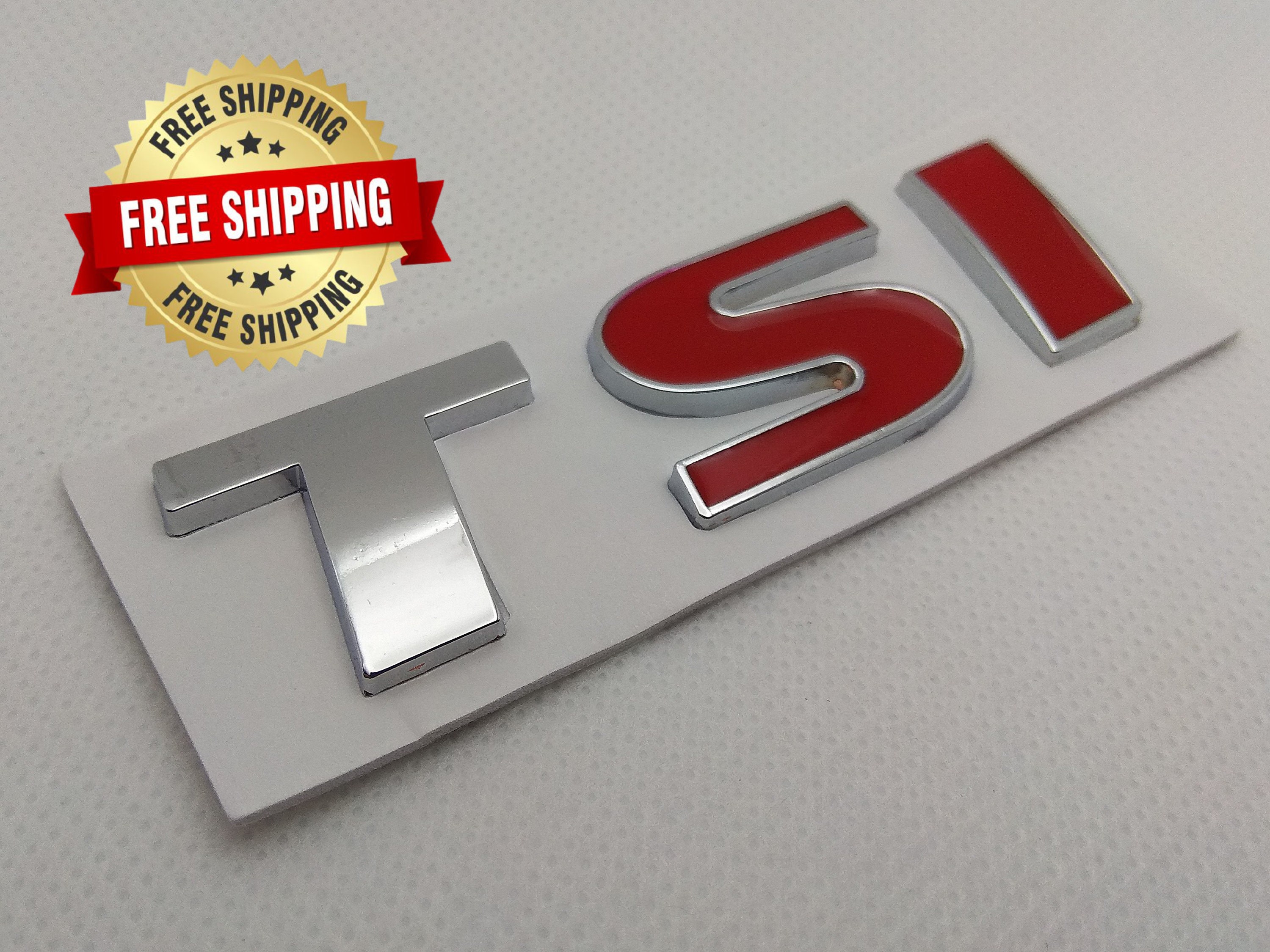 Lettering Logo TSI Chrome Red Seat Leon Ibiza Altea VW Emblem Badge ...