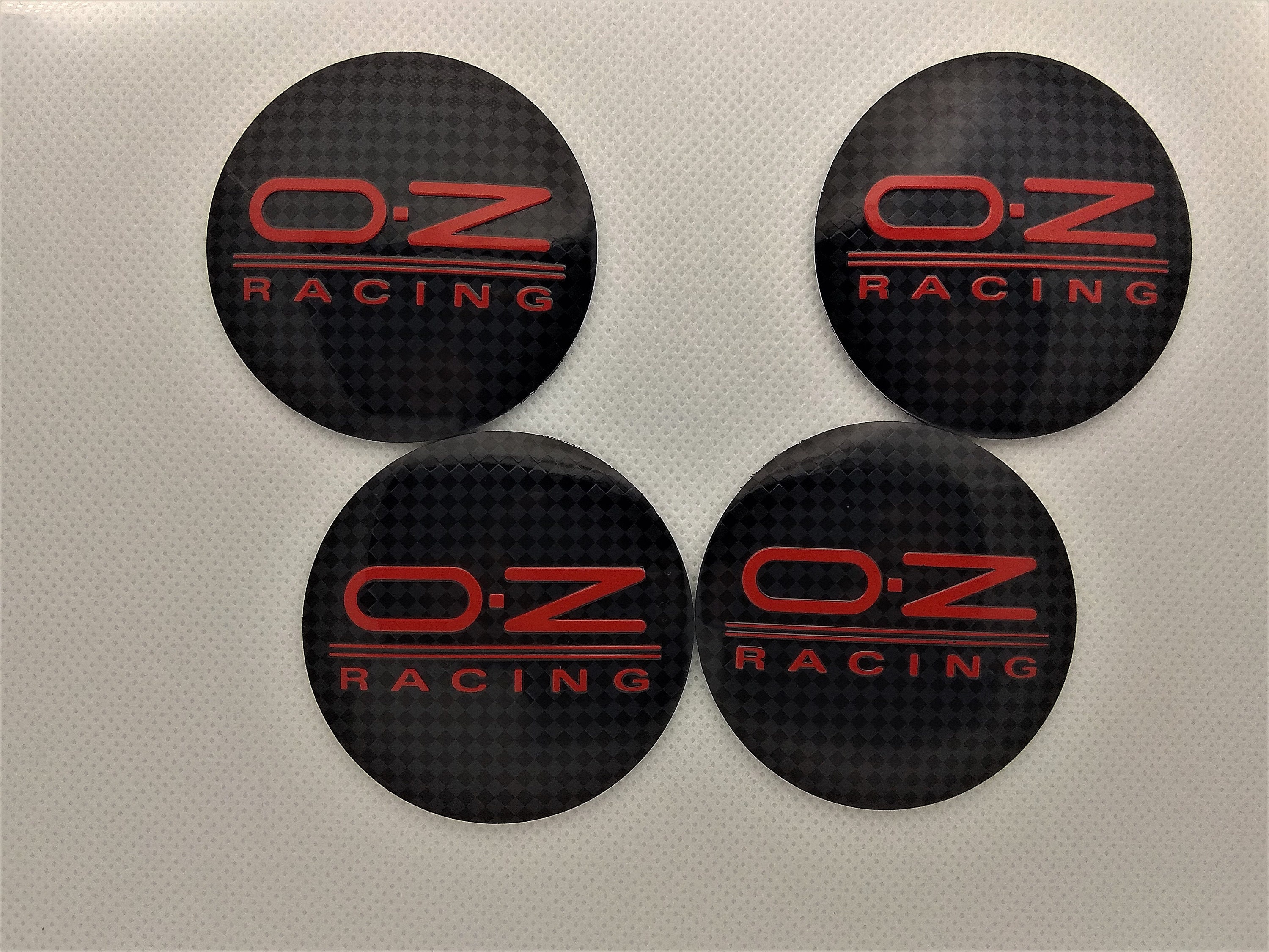 4pcs X 56mm 2.20inch OZ Racing Wheel Centre Caps Stickers BLACK / RED ...