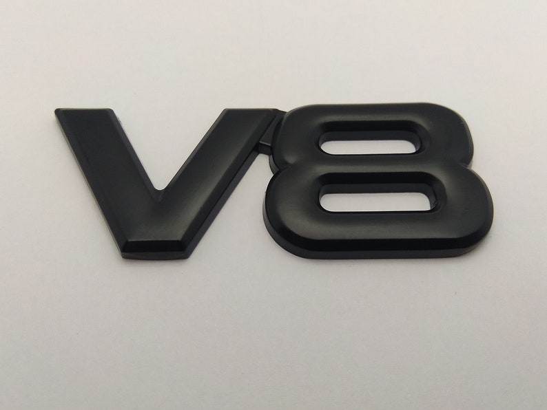V8 Logo Emblem 3D Black Matte Metal - Etsy