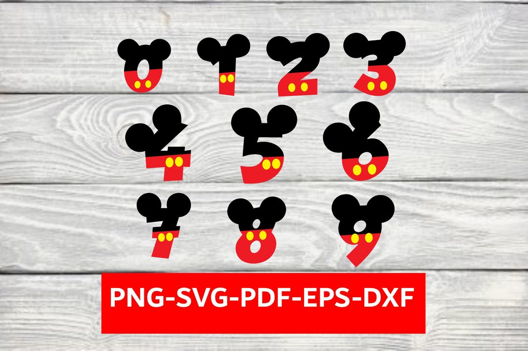 Mickey Numbers Mickey Birthday Numbers Birthday Bundle Baby Shirt DIY ...